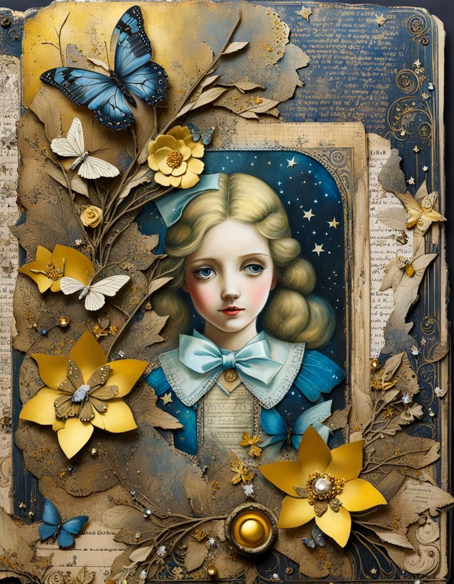 Vintage Journal Page with a Lonely Alice - AI Generated Artwork ...