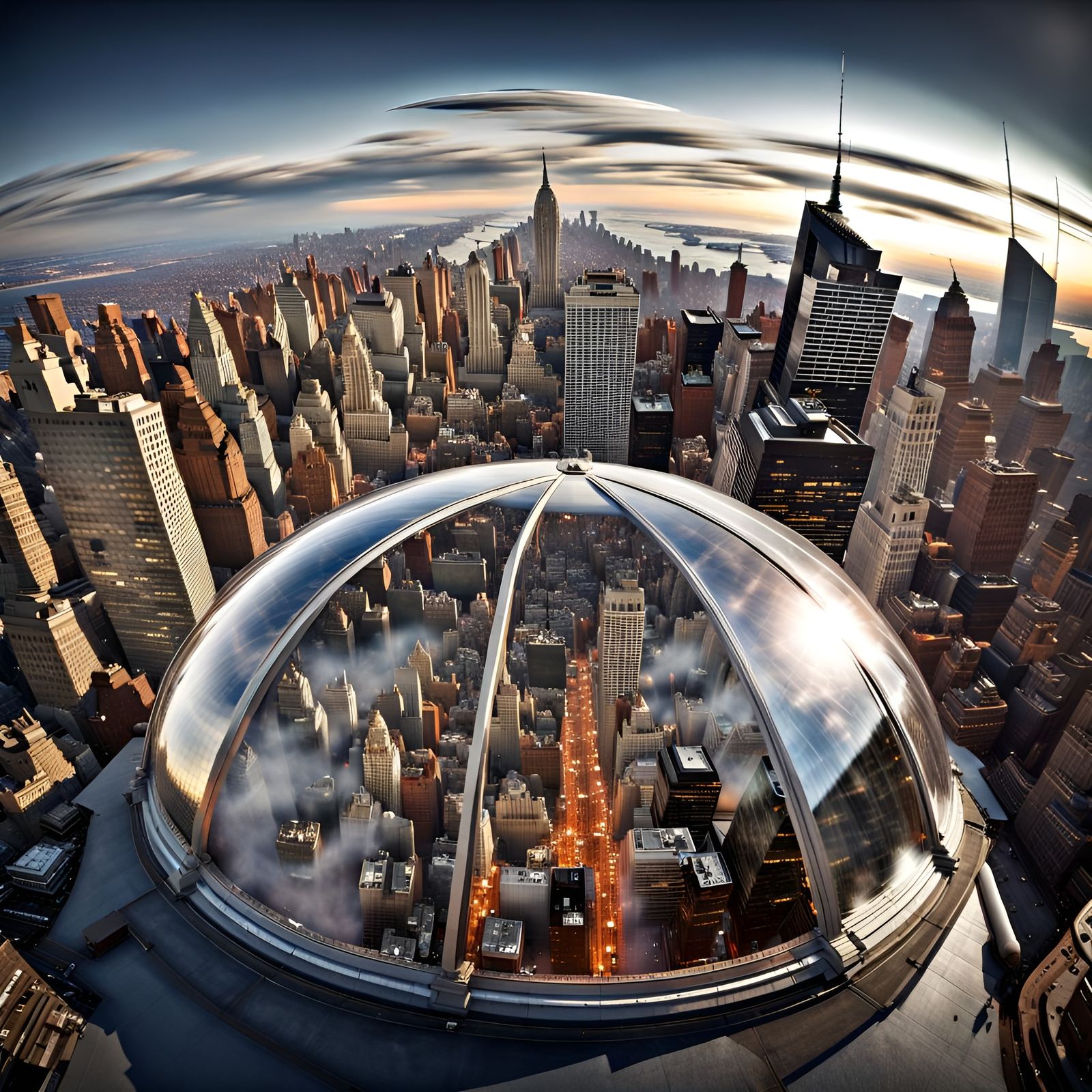 Giant dome shaped acrylic shield over Manhattan to protect city from ...