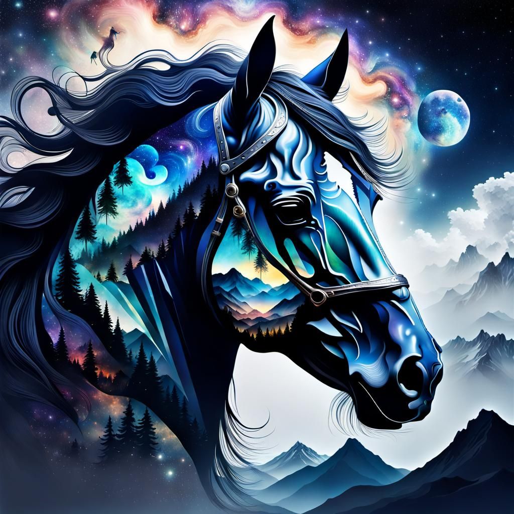 Night Sky Horses Head - AI Generated Artwork - NightCafe Creator