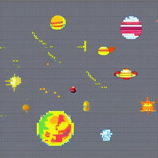 mouse in space with stars, planets, moon, ufo in 16 bits pixel art - AI ...