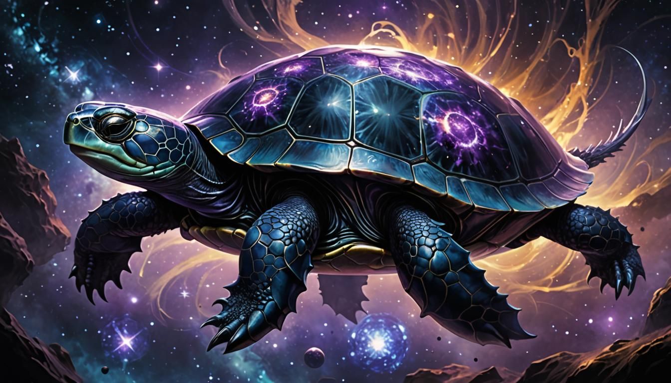 Abyssal turtle Shellbreaker, Its shell is a swirling vortex of indigo ...
