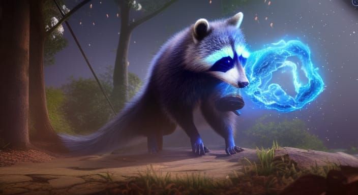 blue raccoon teleporting between two spots - AI Generated Artwork ...