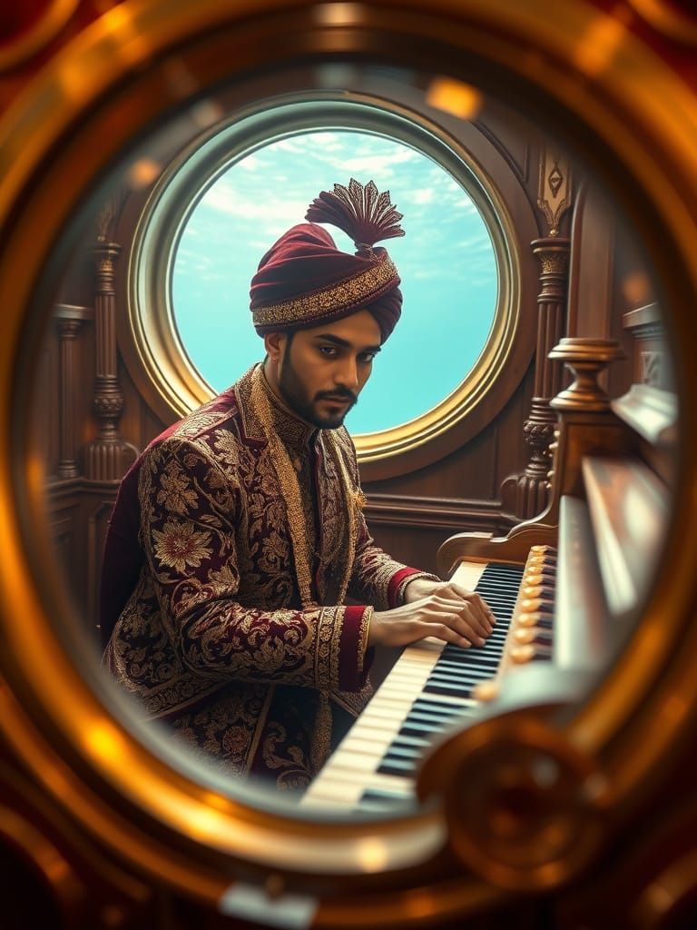 Captain Nemo playing the organ aboard the "Nautilus"