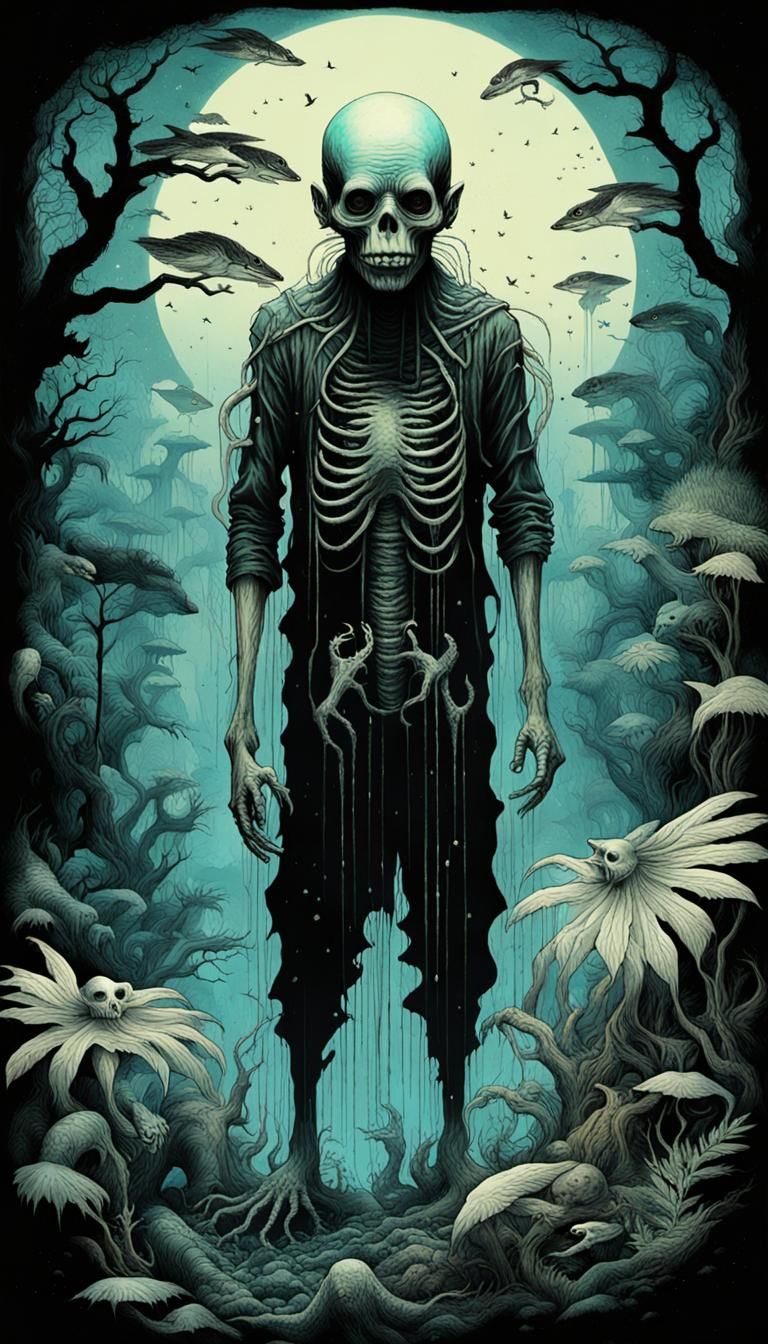 Surreal Horror Bio Conneck in Exotic Jungle - AI Art