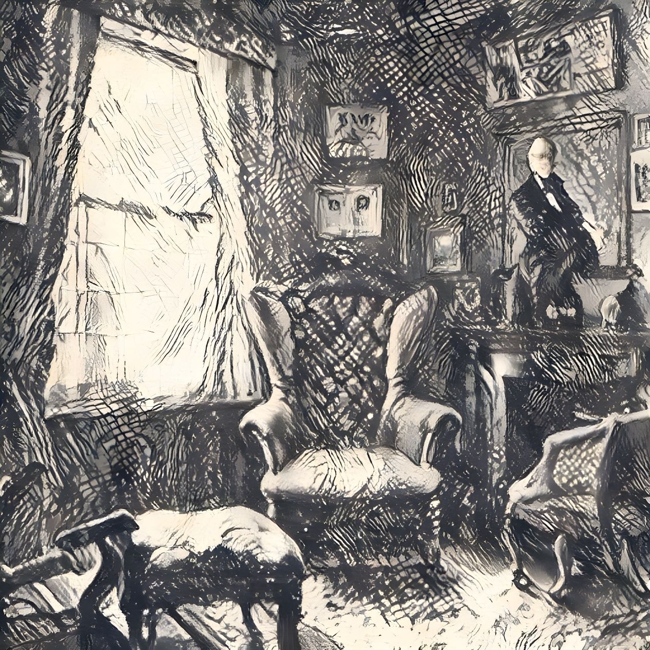 Inside 221B Baker street, Joseph Clement Coll style - AI Generated ...