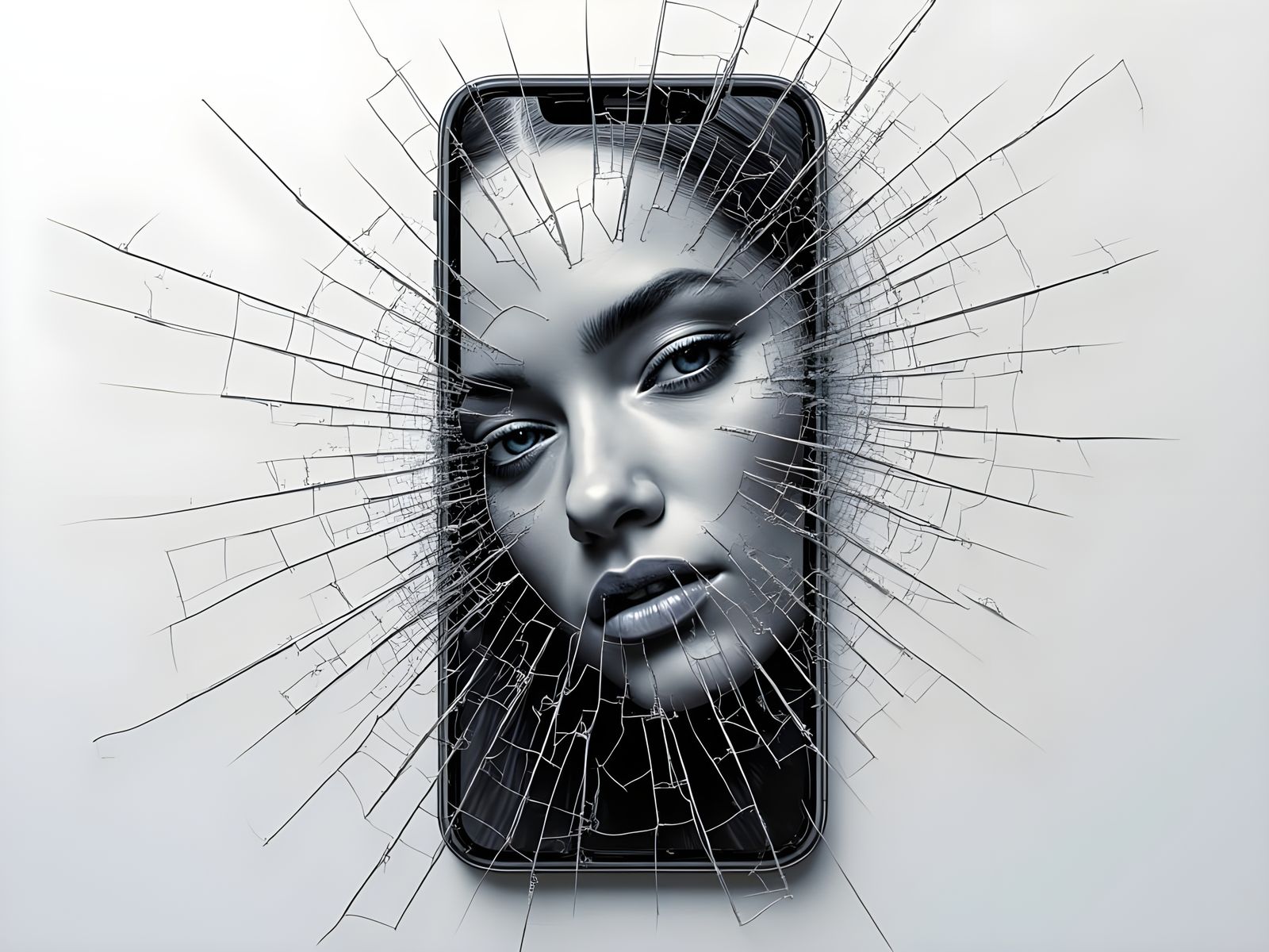 Broken screen - Shattered Smartphone Screen with Vibrant, R...