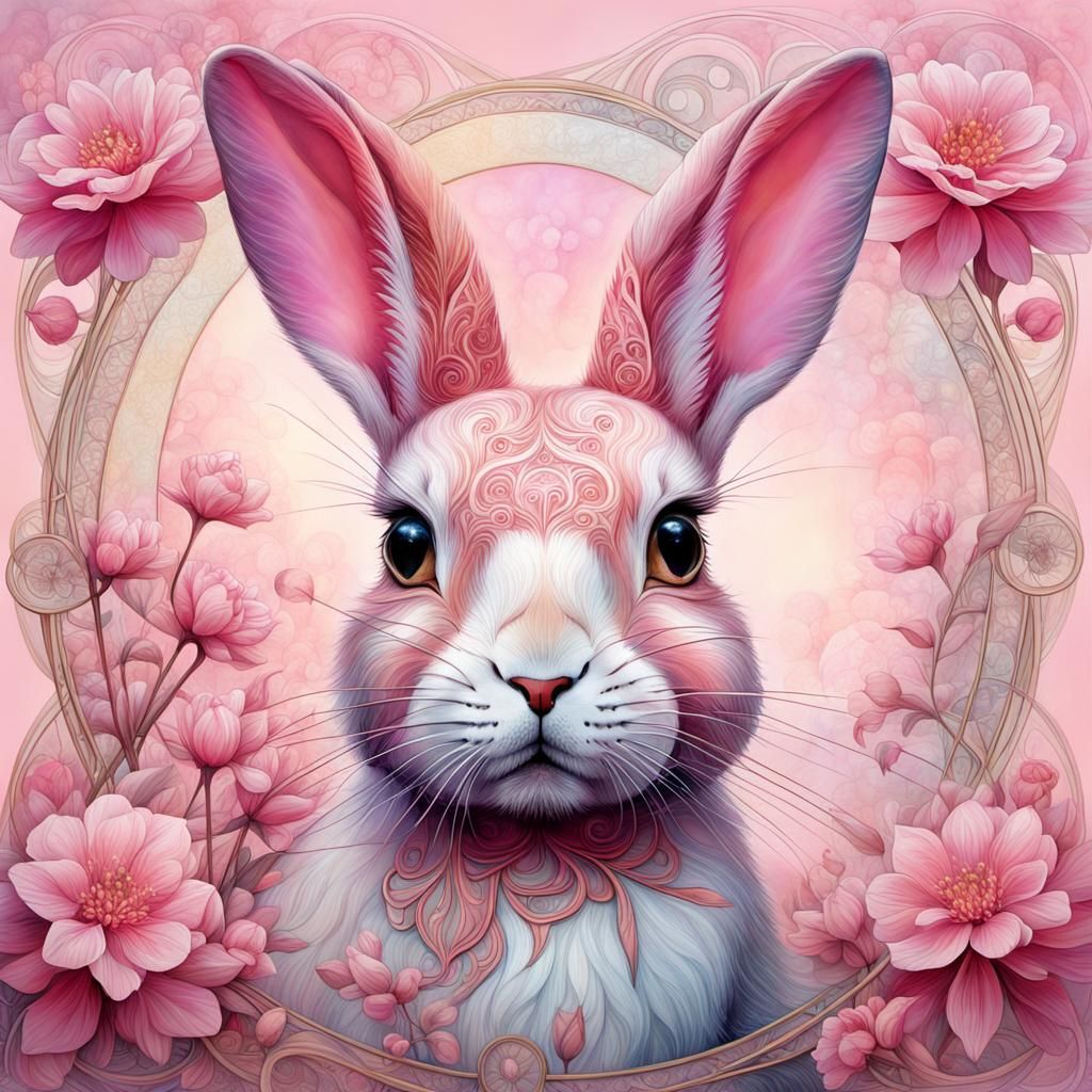 A pink rabbit, close up - AI Generated Artwork - NightCafe Creator