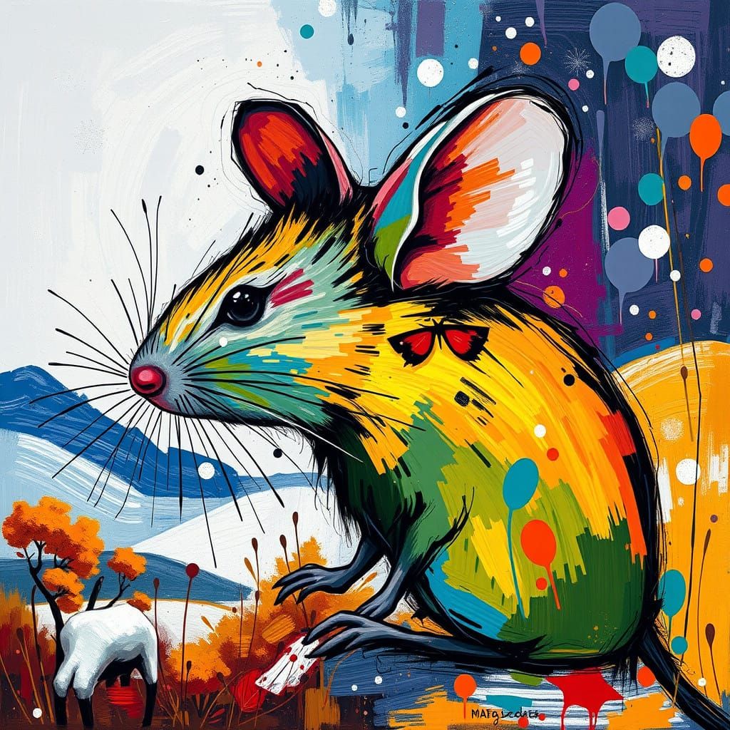 mouse - Abstract Mouse Duality in Cubist Weather Landscape