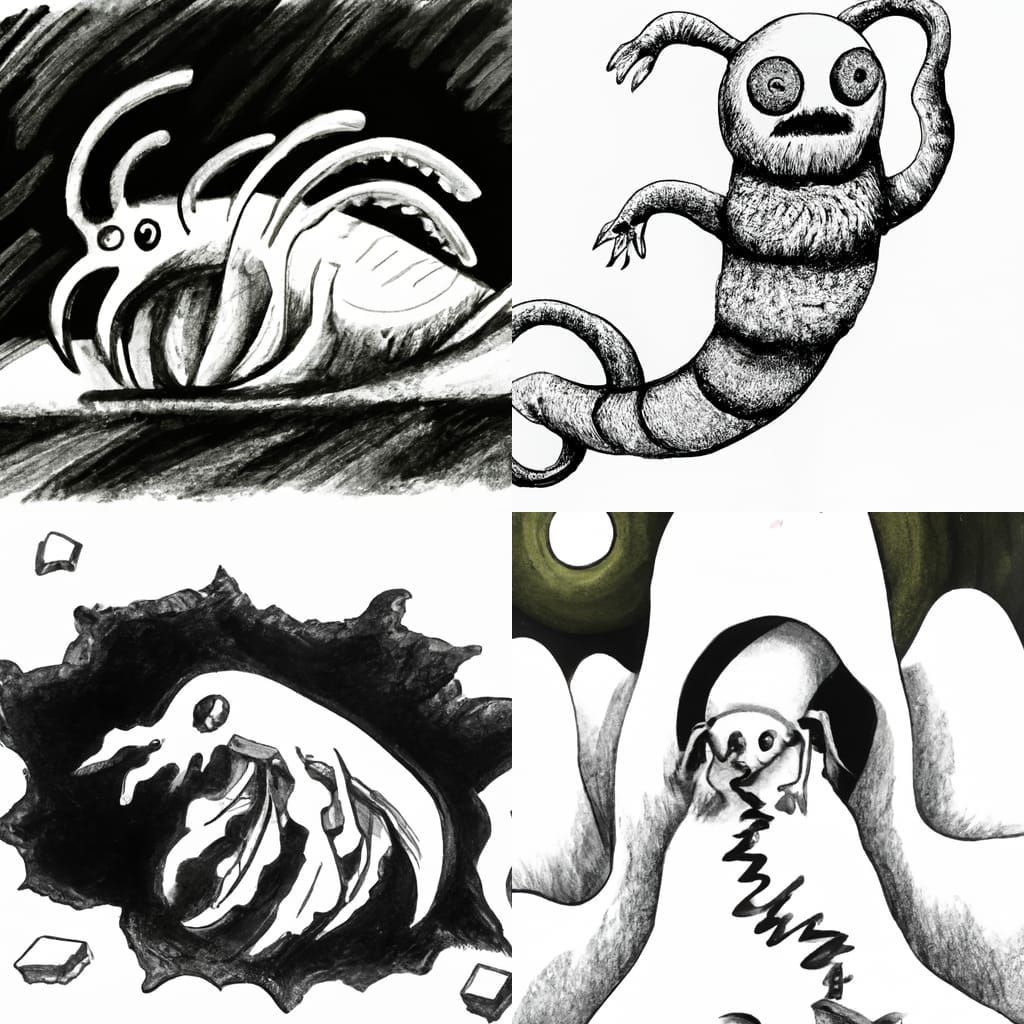 A unexplainable nightmarish creature crawling from the void - AI ...