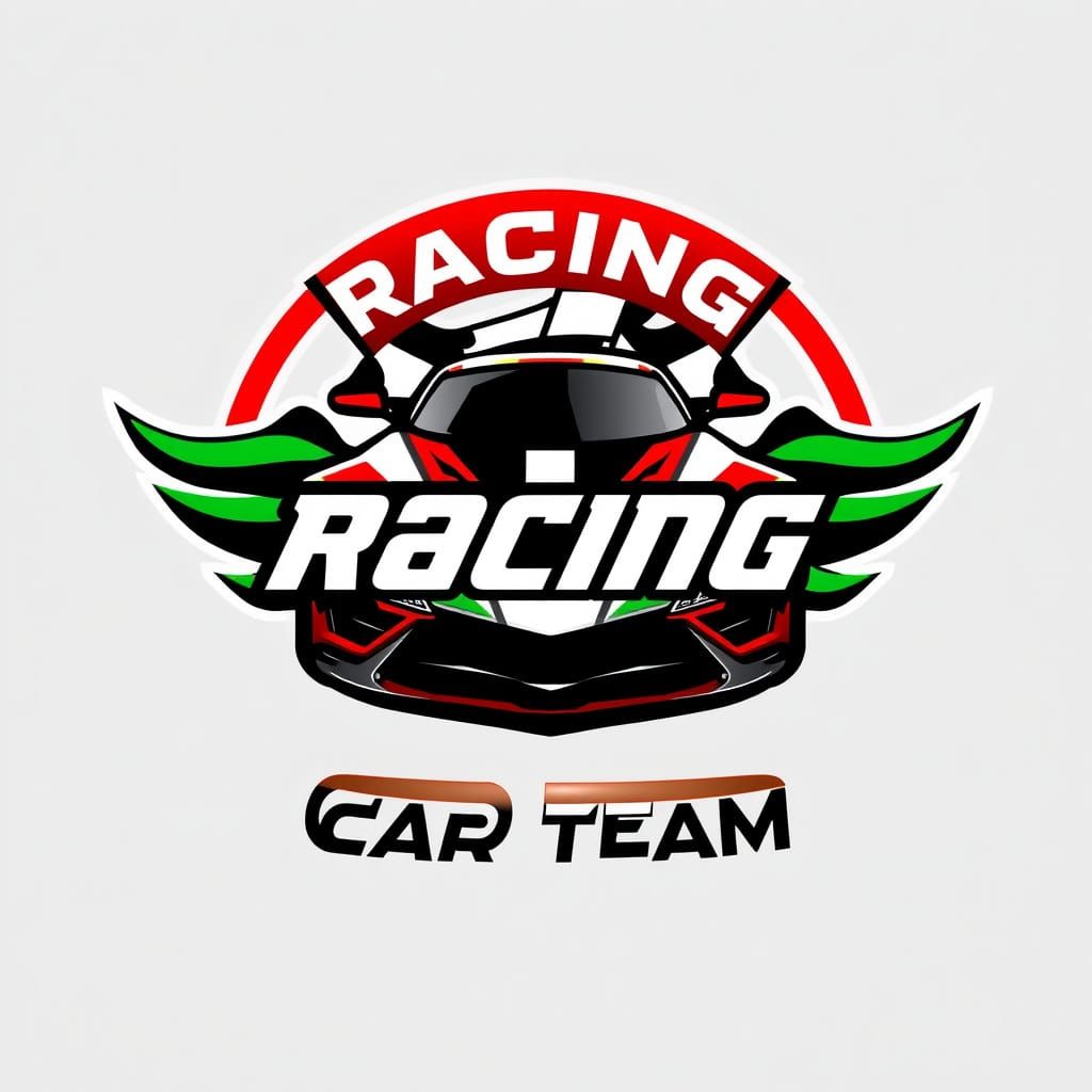 Modern Racing Car Team Logo Design in Red, Green, ... - AI Art