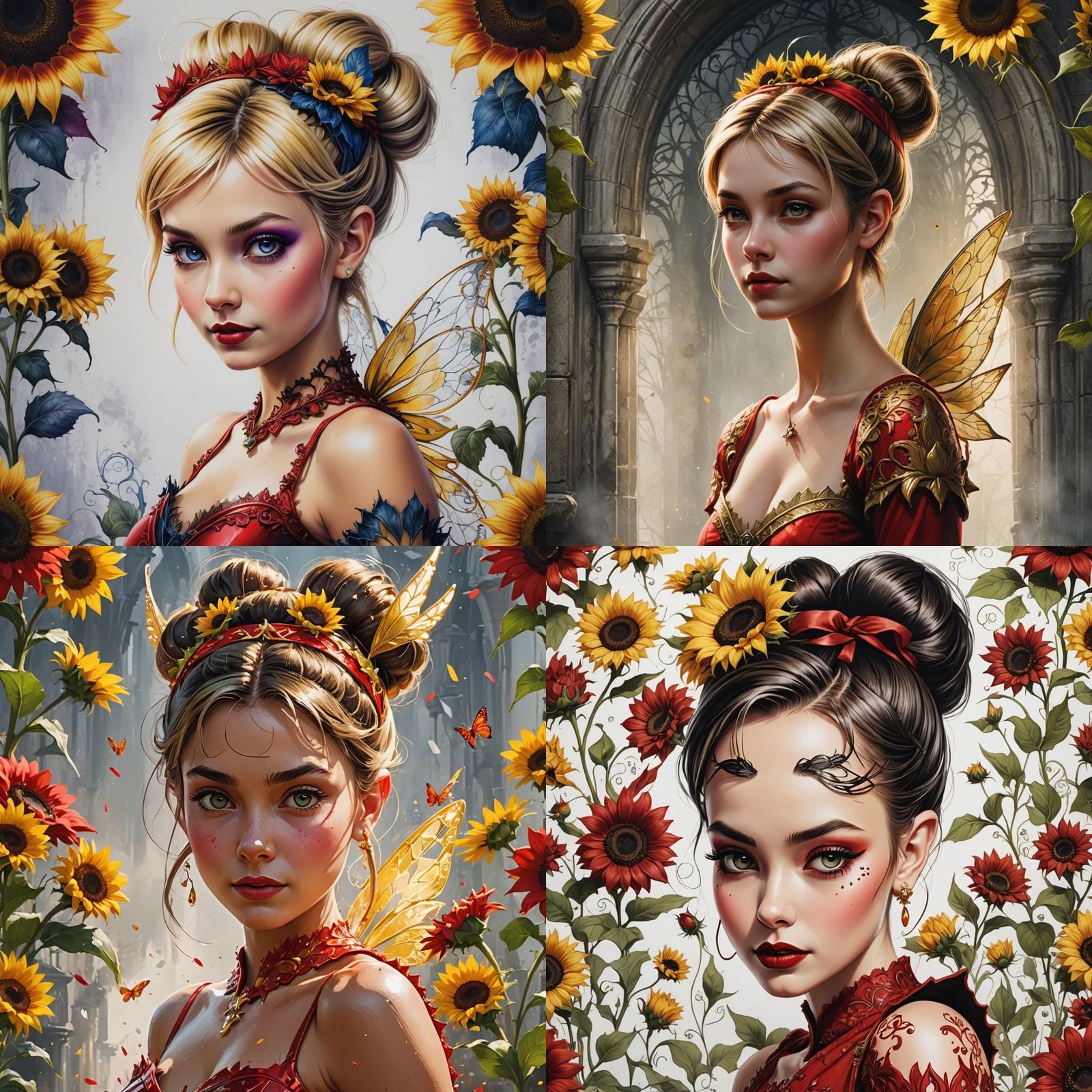 a beautiful gothic style Tinkerbell, wearing a red Tinkerbell outfit ...