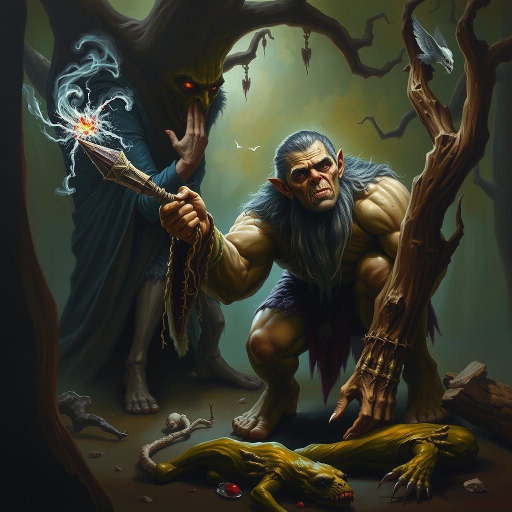 Enchanted Druid Master Conjures Dark Magic on Powe... - AI Art