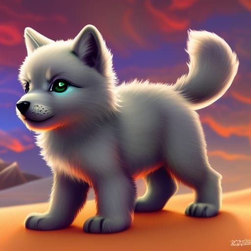 Adorable Cute Fluffy Wolf Pup - AI Generated Artwork - NightCafe Creator