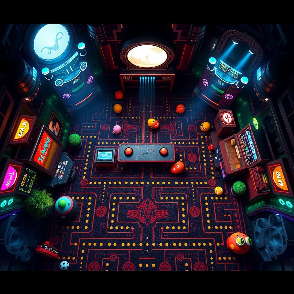 Pacman carpet, top view, Atari Graphics