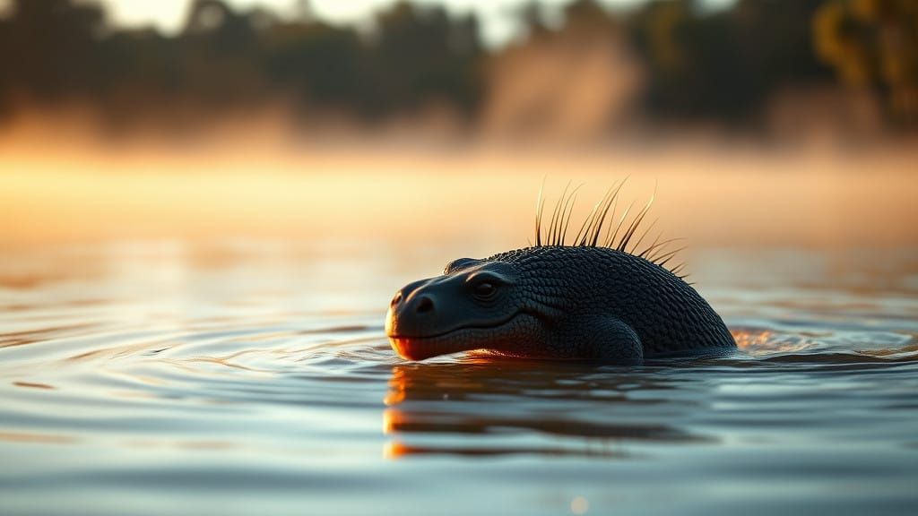 bunyip waiting in a billabong - Bunyip Emerge from Australia...