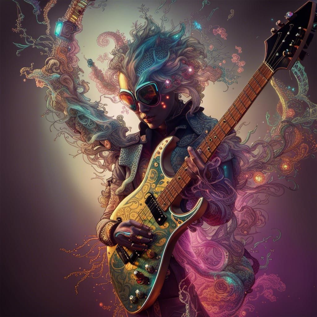Guitar Player On Fire - AI Generated Artwork - NightCafe Creator