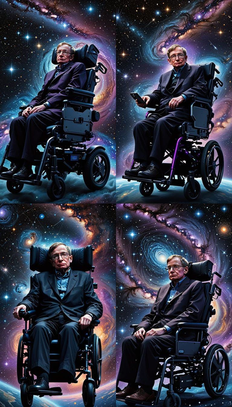 Cosmic Visionary: Stephen Hawking in Celestial Won... - AI Art
