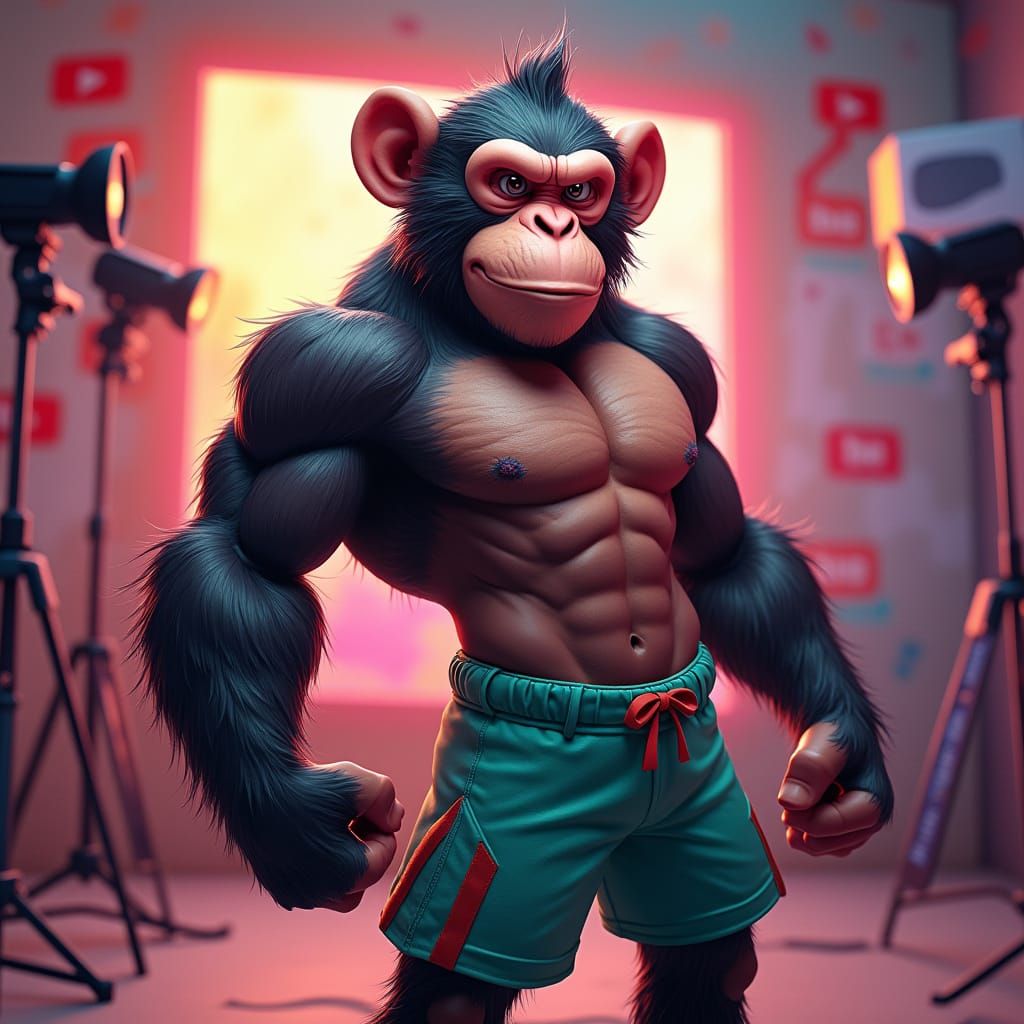 Muscular monkey and YouTuber - Confident Monkey Influencer ...