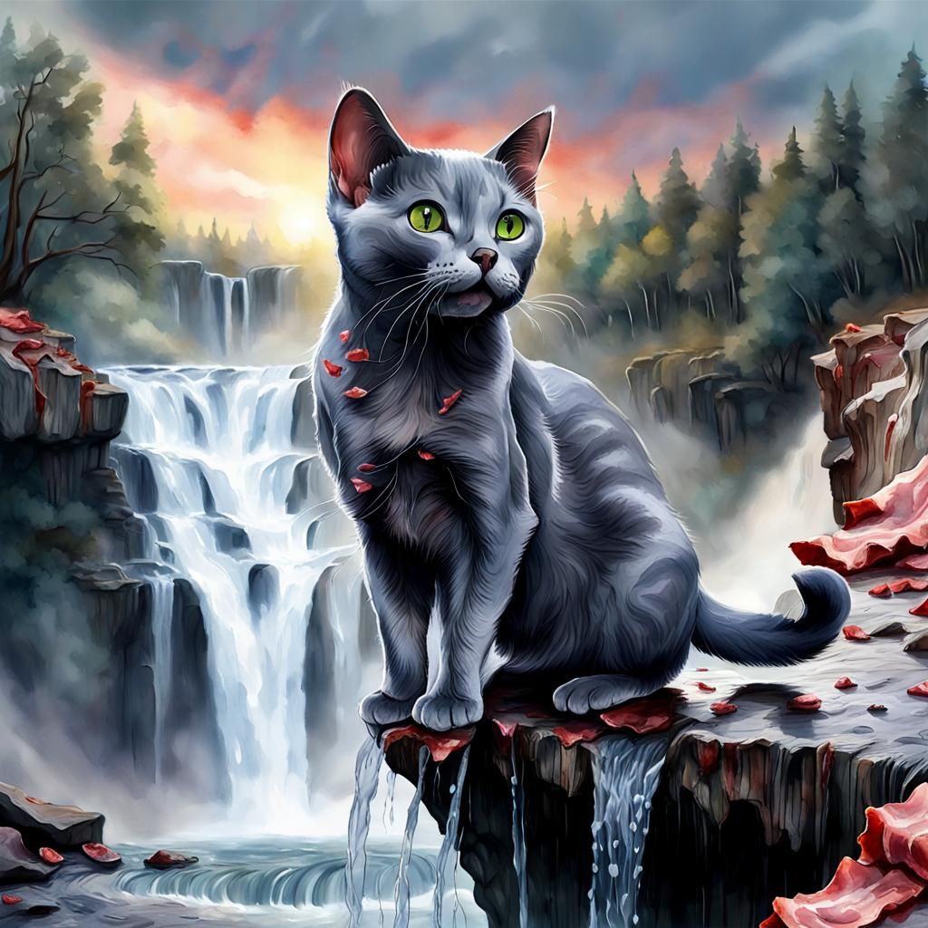 the kitty, the waterfall, the bacon. - AI Generated Artwork - NightCafe ...