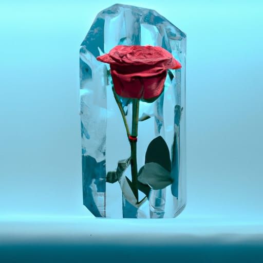 Red Rose trapped inside a Large AquamarineCrystal - AI Generated ...