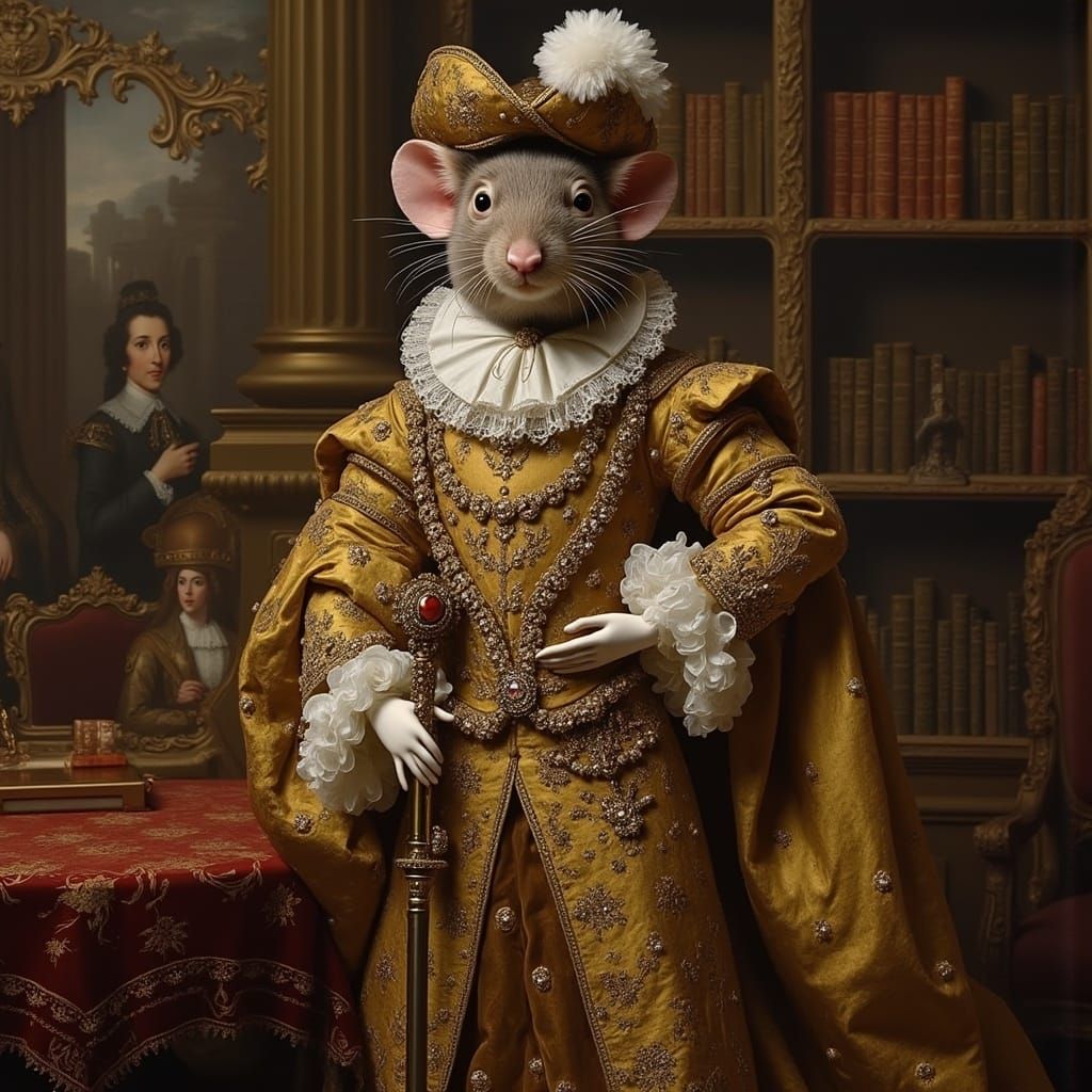 A majestic full-length portrait of Sir Mouse, 17th-century Baroque ...
