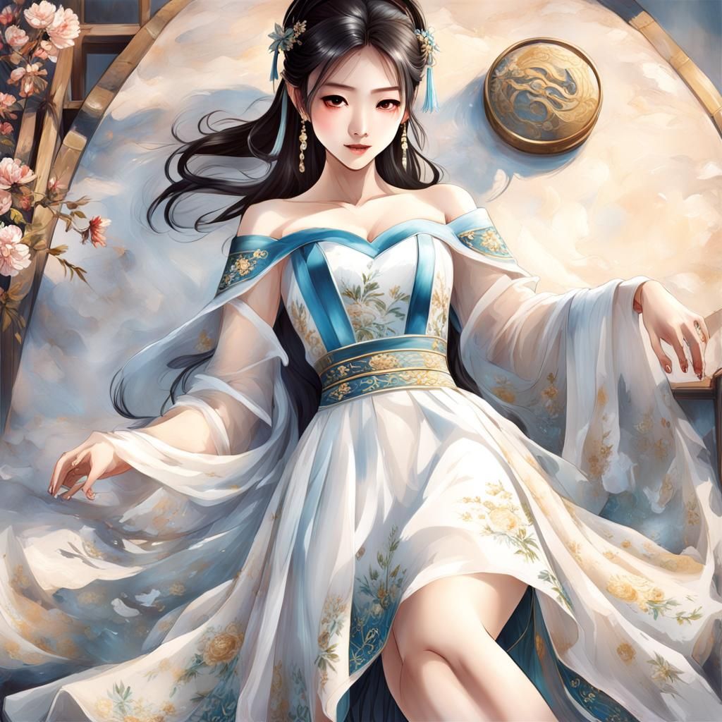 beautiful woman wearing hanfu - AI Generated Artwork - NightCafe Creator