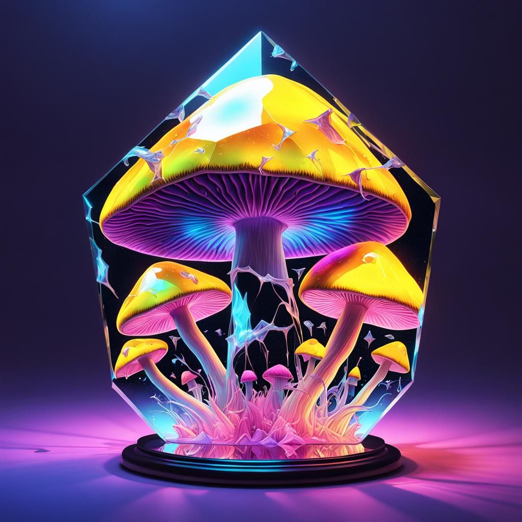 Neon Yellow Jasper Quartz Mushroom - AI Generated Artwork - NightCafe ...