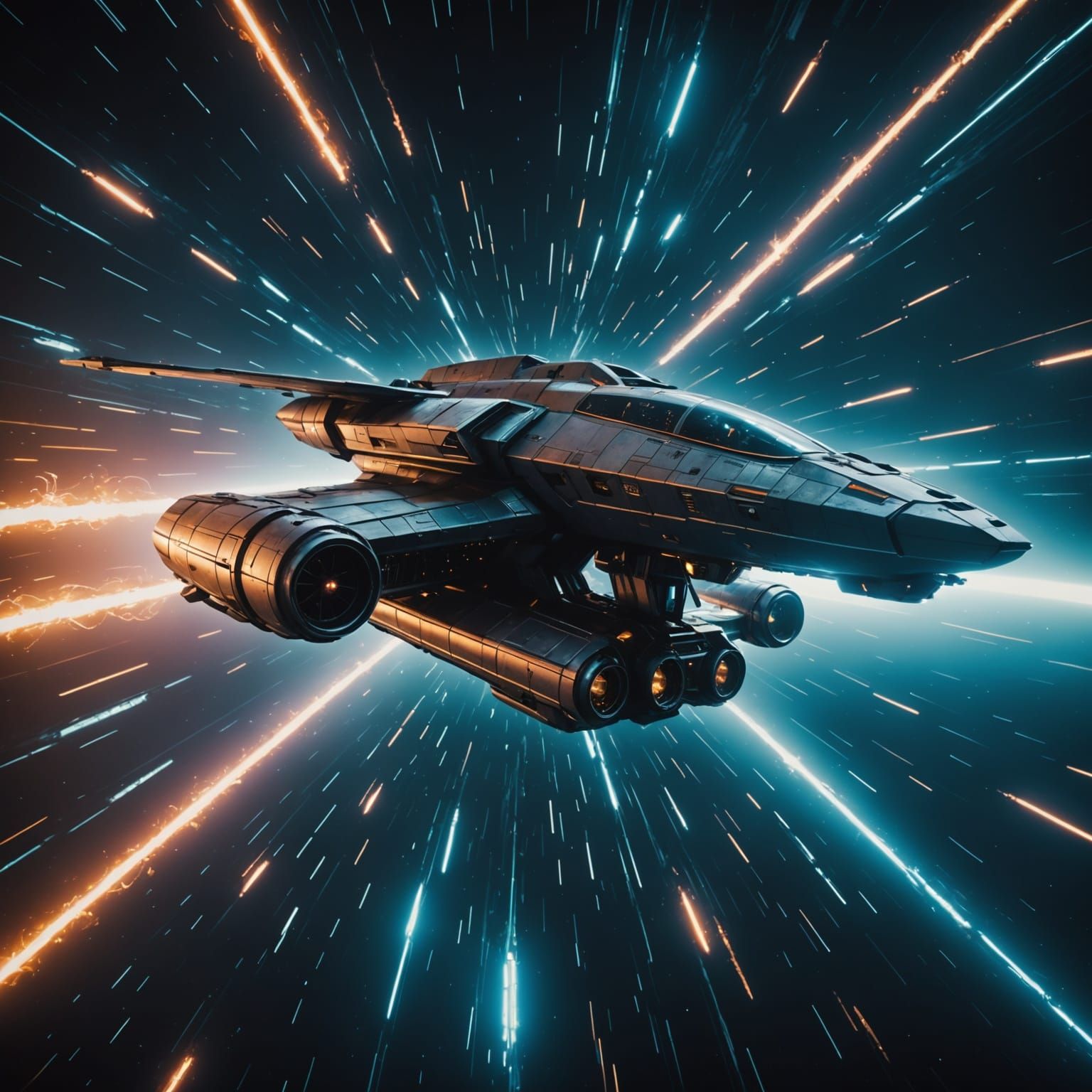 Epic Hyperspace Starship Cruising in Cinematic Fil... - AI Art