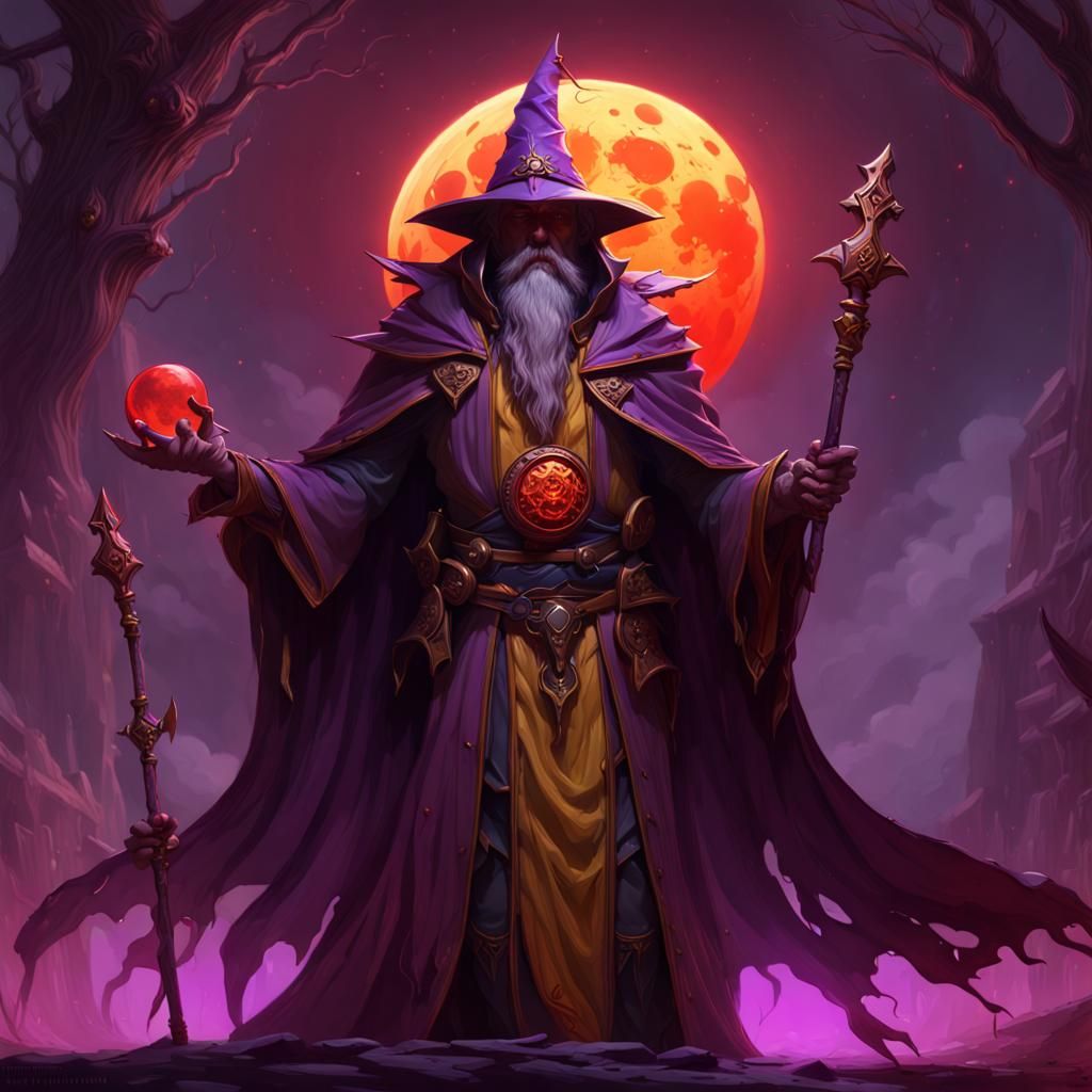 Eldritch Blood Moon Wizard - AI Generated Artwork - NightCafe Creator