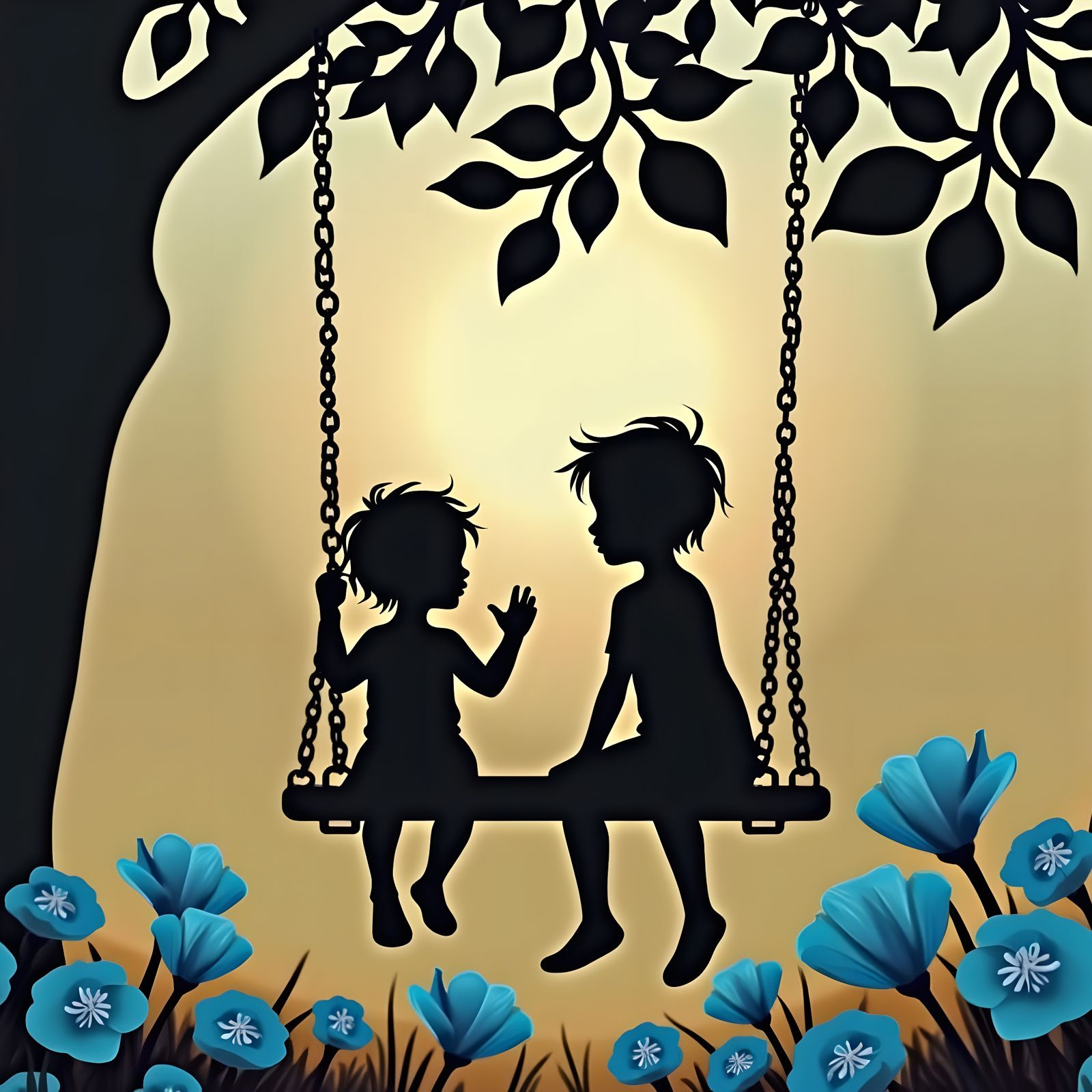 Lively Sibling Chats Under the Tree