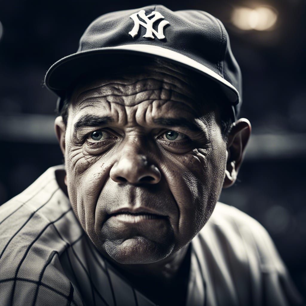 Babe Ruth making home run Close up portrait, ambient light, Nikon 15mm ...