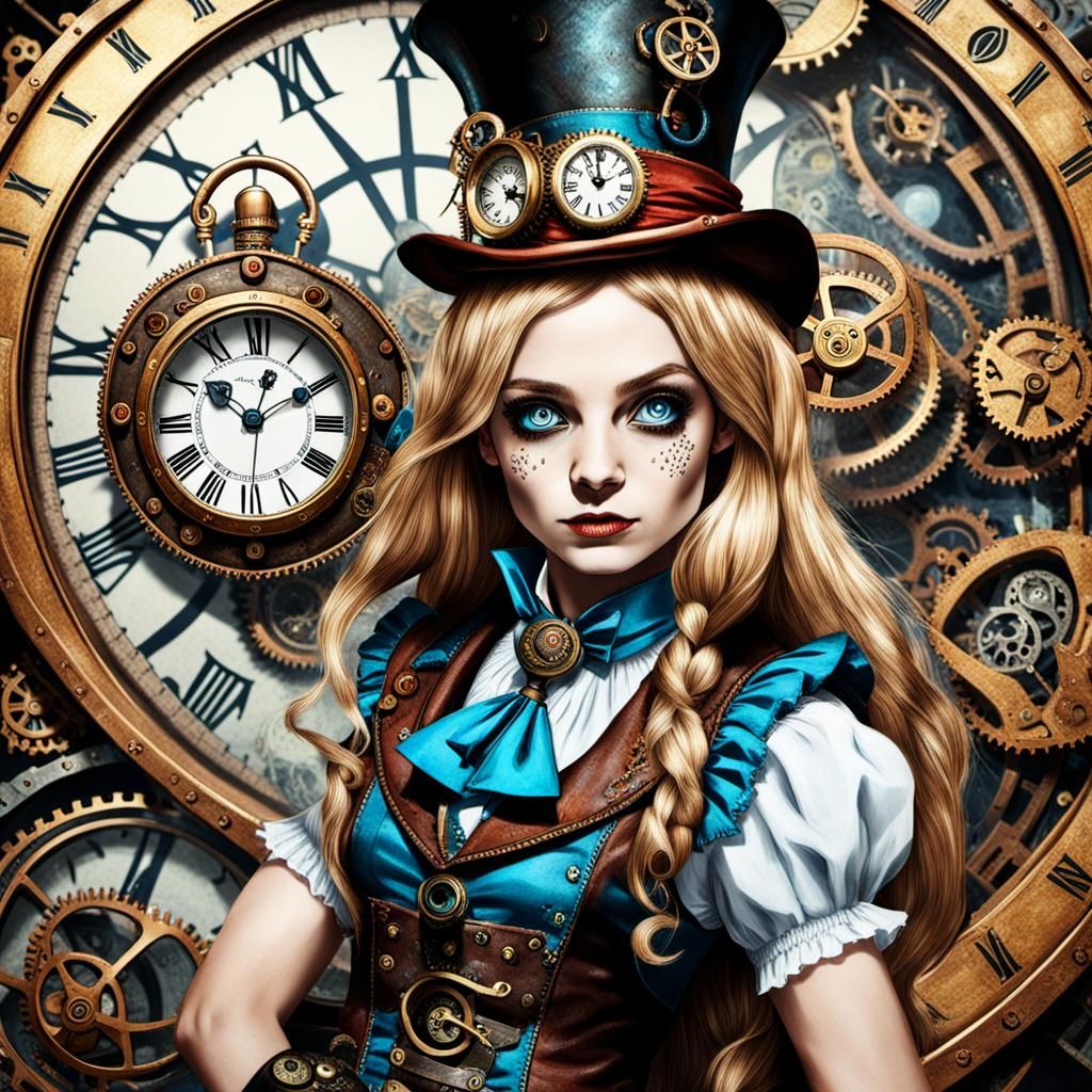 Steampunk Alice in Wonderland - AI Generated Artwork - NightCafe Creator