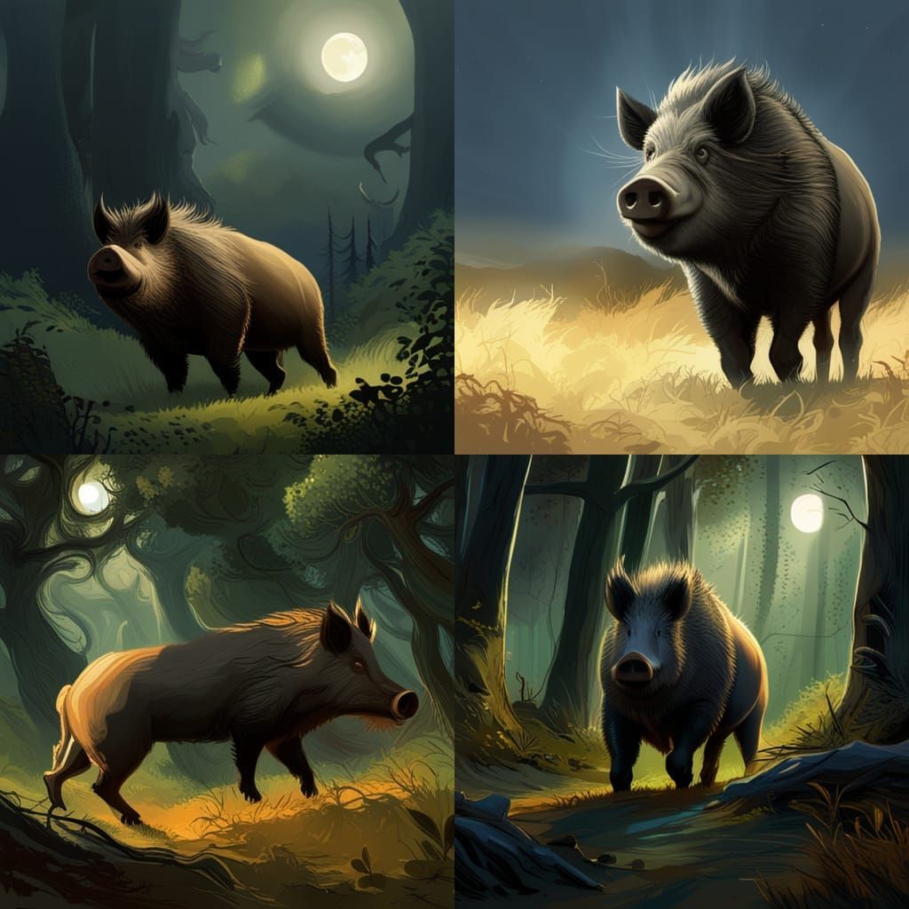 Super Wild Boar, a boar, muscular, wild, savage, ferocious, Digital ...