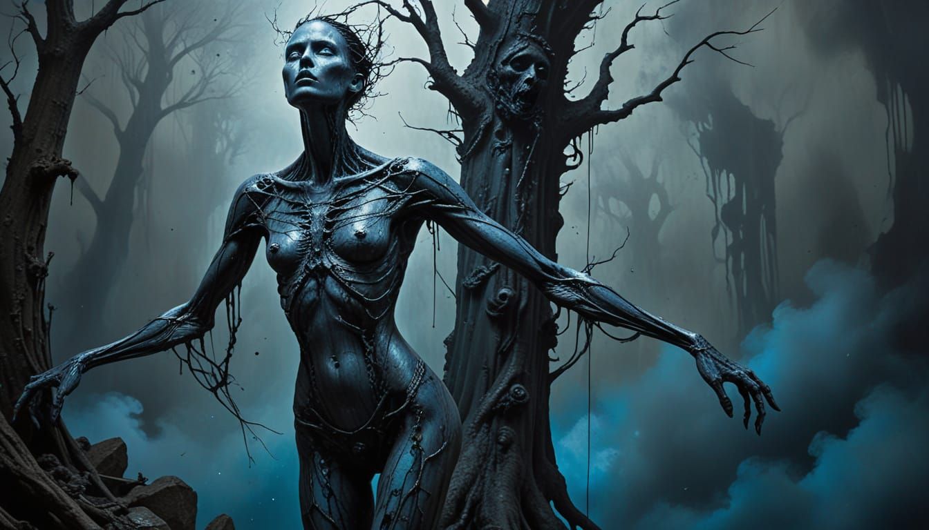 Surrealist Figure Hovers Above Mundane Scene in Da... - AI Art