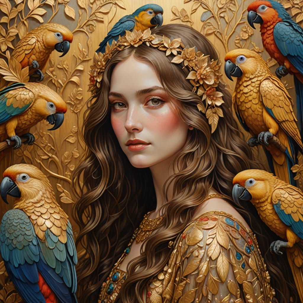 Lady with parrots - Lady with parrots