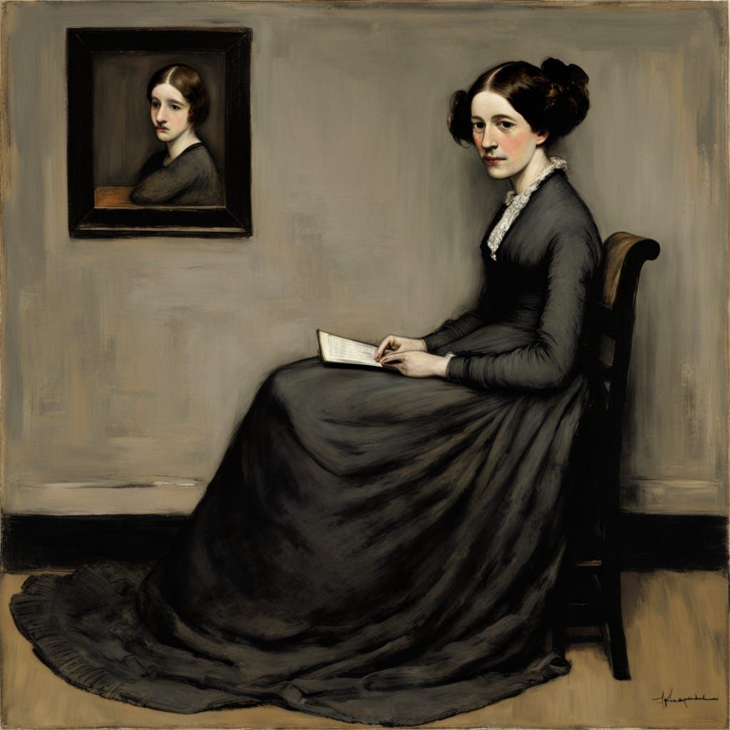 Post-Impressionist Portrait in Muted Grey Palette - AI Art