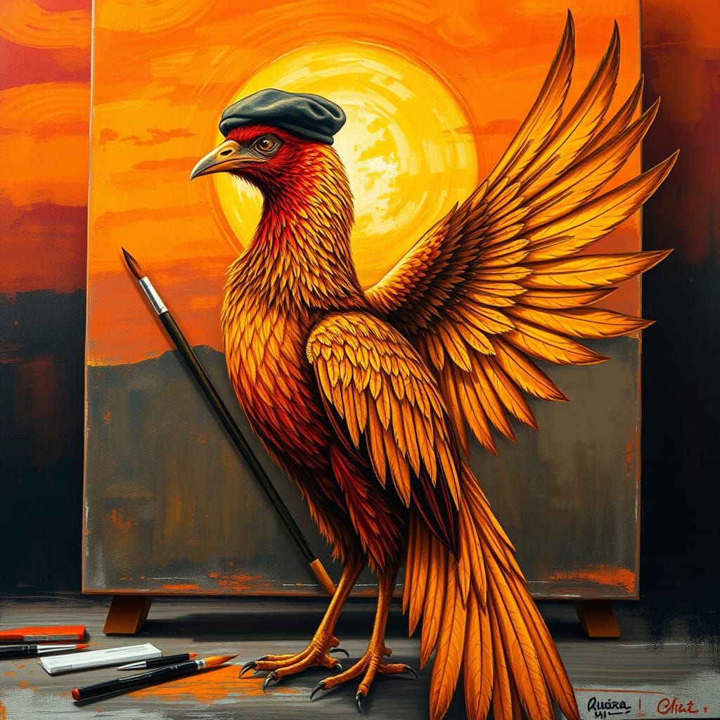 French Phoenix painter wearing a beret