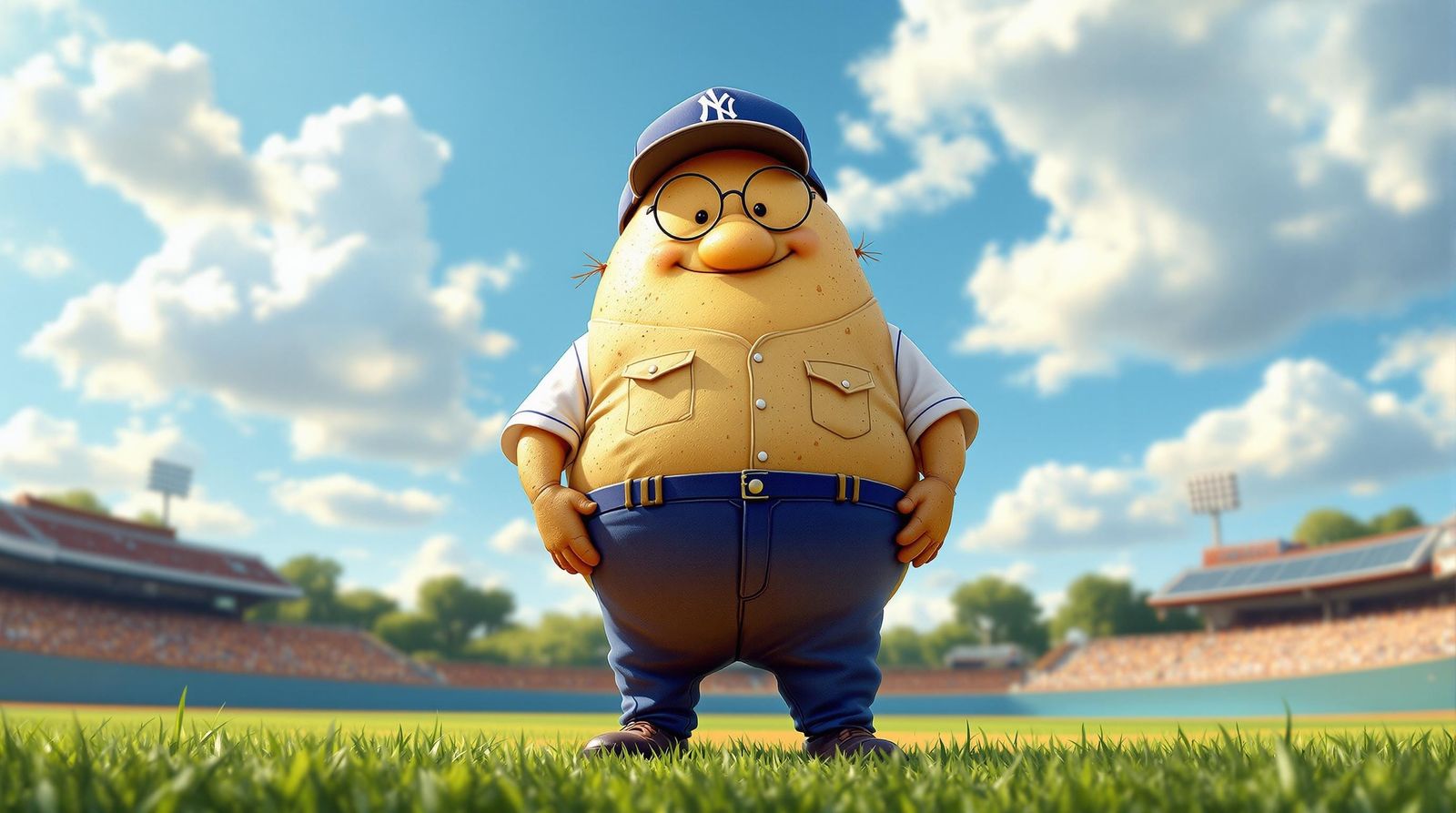 Coach Potato - Vibrant Baseball Coach Potato Basks in Sunny...