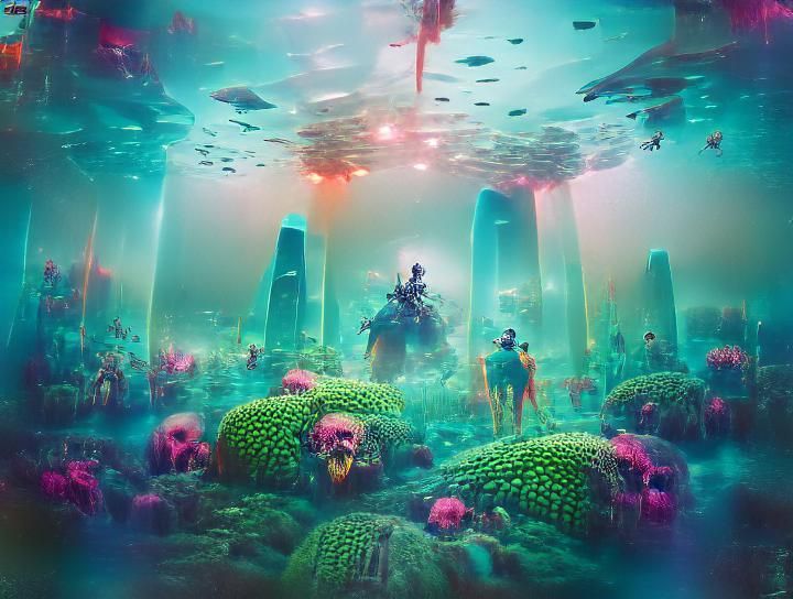 Alien empire under water surrounded by coral reef by Dan LuVisi ...