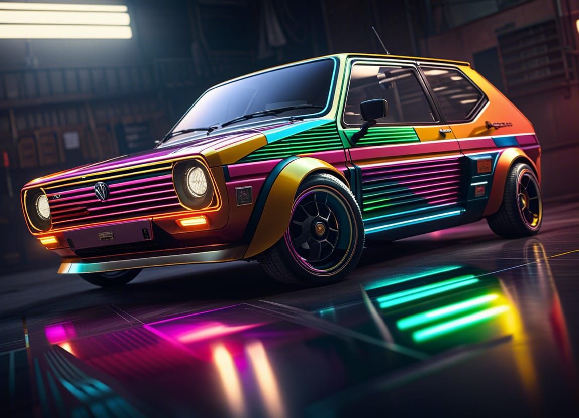 Cyberpunk Volkswagen Golf Mk1 - AI Generated Artwork - NightCafe Creator