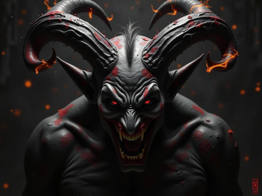 Terrorizing Demon Crossbreed with Twisted Horns an... - AI Art