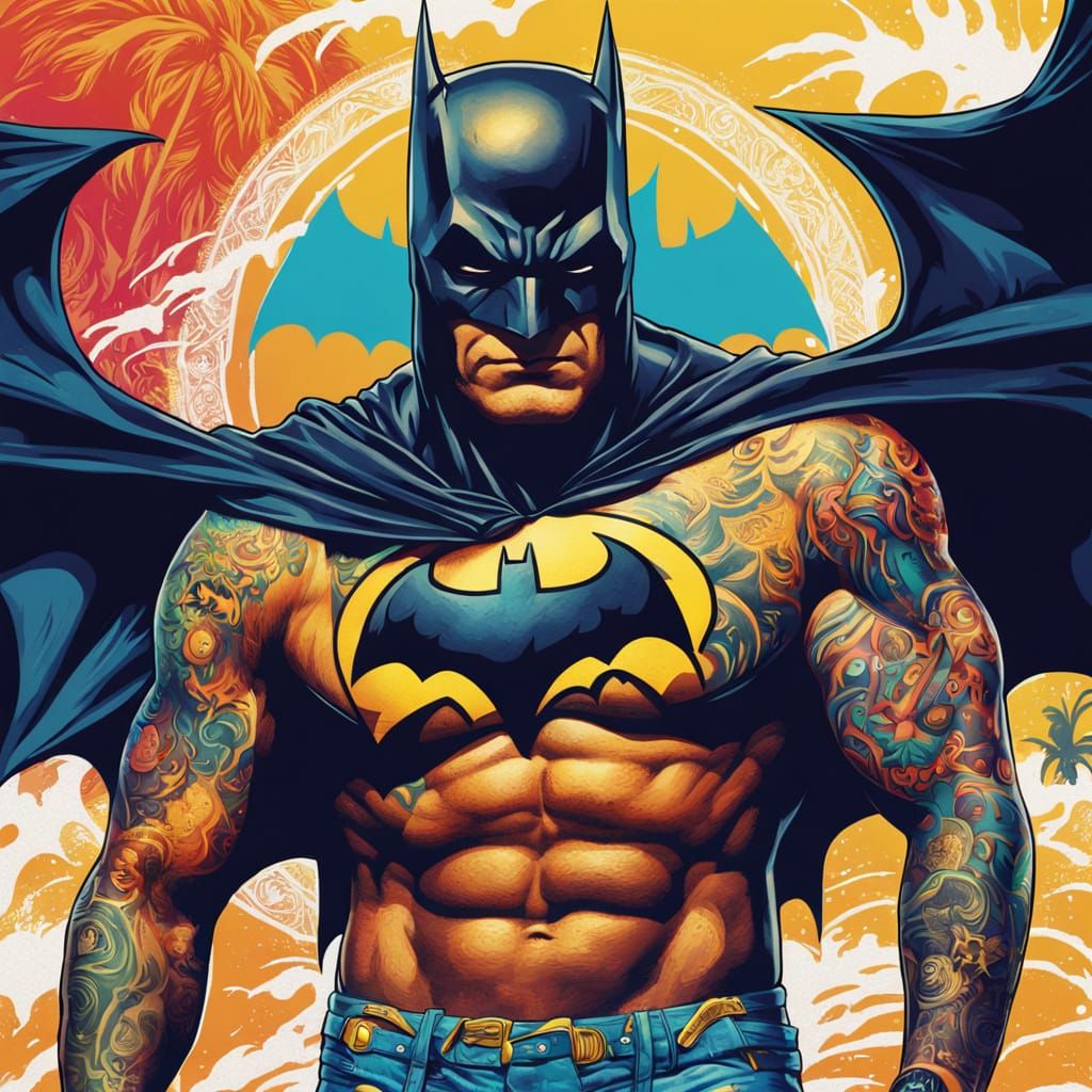 Batman Tattoo - Ozzy Osbourne with Batman Tattoo, Hyperreali...