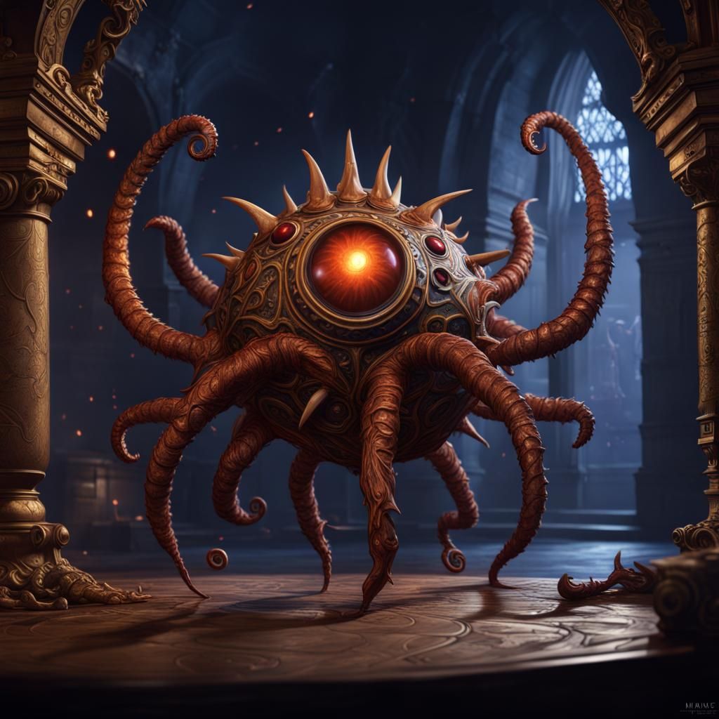 Fantasy D&D Beholder, perfect rendering with intricate details, dynamic ...