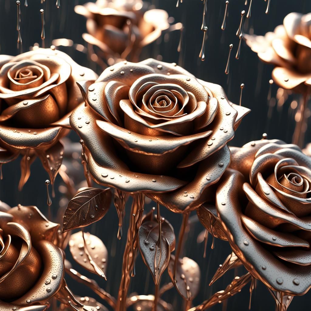 Metallic roses - AI Generated Artwork - NightCafe Creator