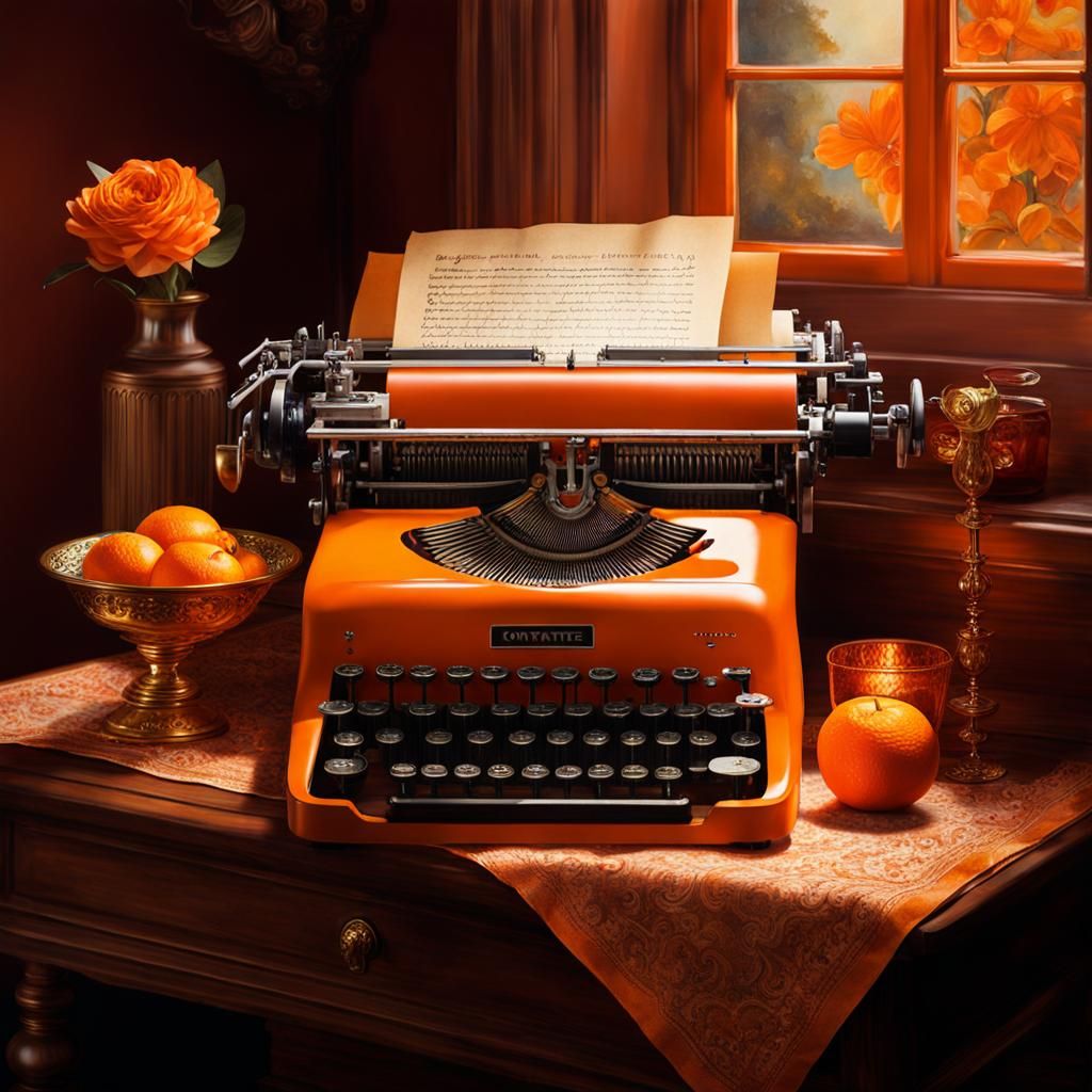Orange typewriter - AI Generated Artwork - NightCafe Creator