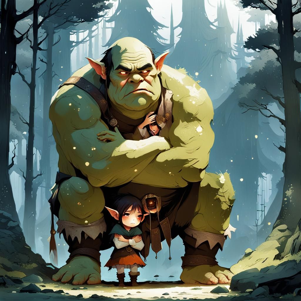 Beautiful conjuring; ( fantasy magical petite cute halfling girl hugs ...