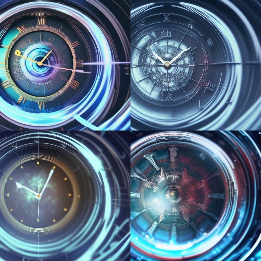 Clock traveling in a vortex - AI Generated Artwork - NightCafe Creator