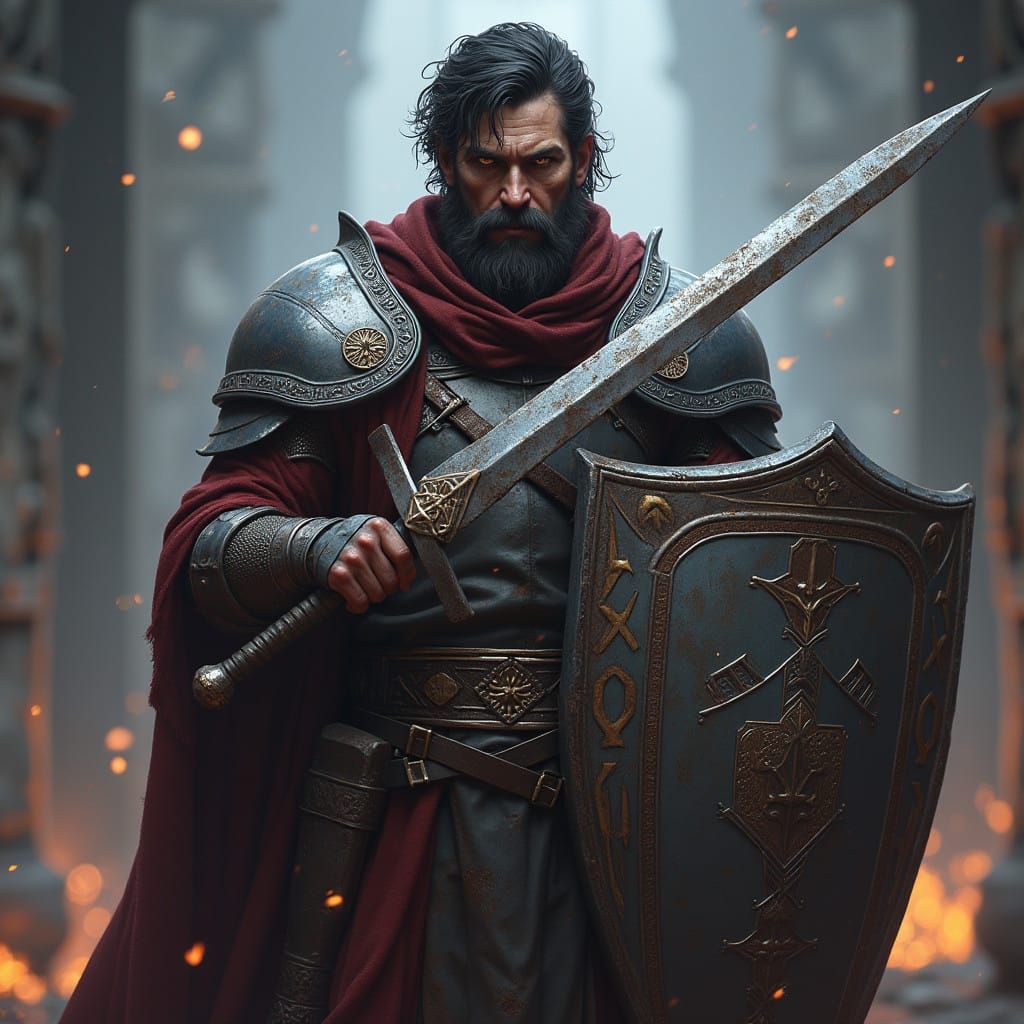 Mystical Light Cleric in Dark Fantasy Armor - AI Art