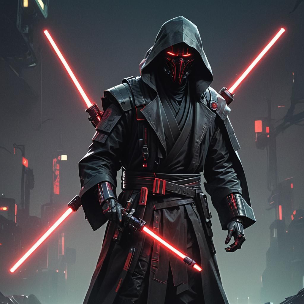 So close to a Cyberpunk Sith Lord, messed up the saber - AI Generated ...