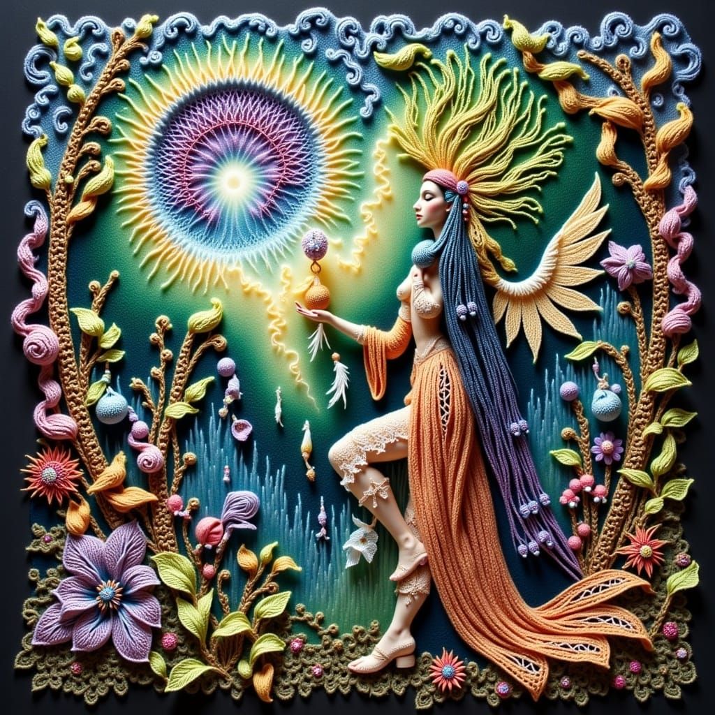 dreamcatcher - Ethereal Shamanic Figure with Dreamcatcher